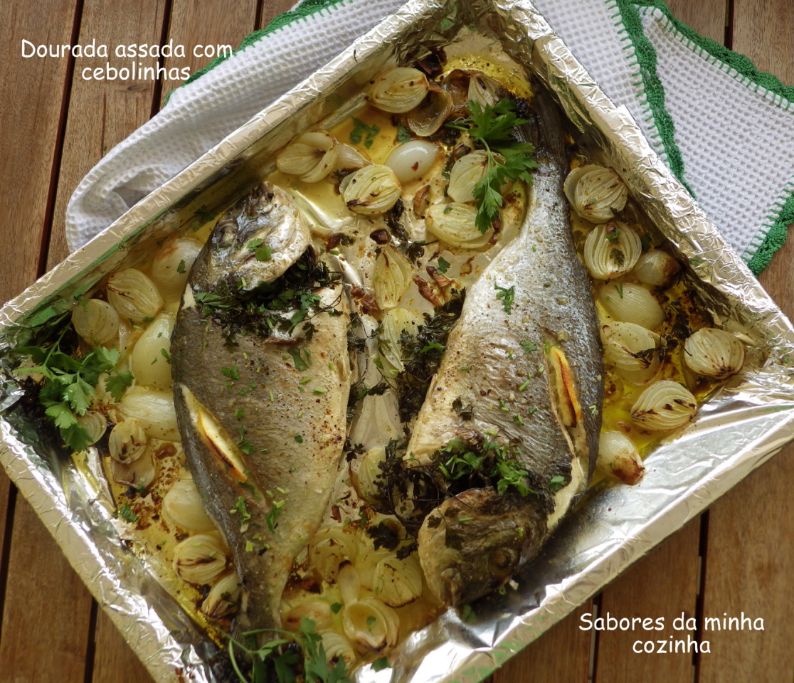 Dourada assada com cebolinhas - Sabores da minha cozinha